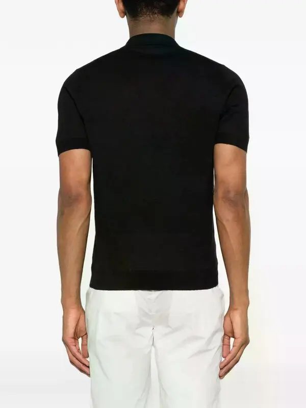 Tagliatore V-neck Short-sleeve Polo Shirt - Black