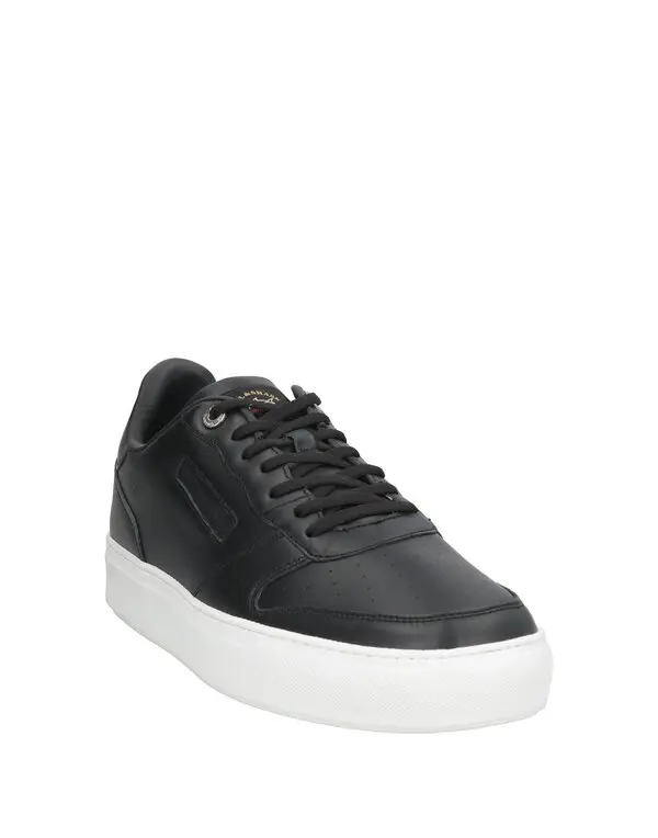 Paul & Shark Leather Lace Up Sneakers - Black