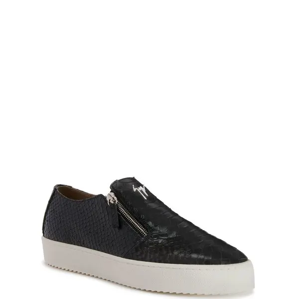 GIUSEPPE ZANOTTI Reptile-print Leather Slip-ons - Black
