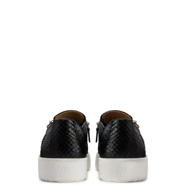 GIUSEPPE ZANOTTI Reptile-print Leather Slip-ons - Black