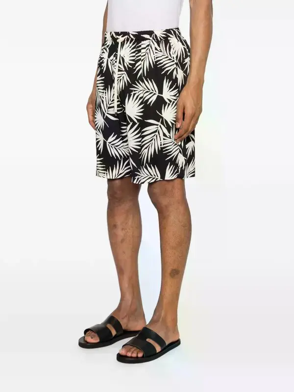 LANEUS Leaf Print Shorts