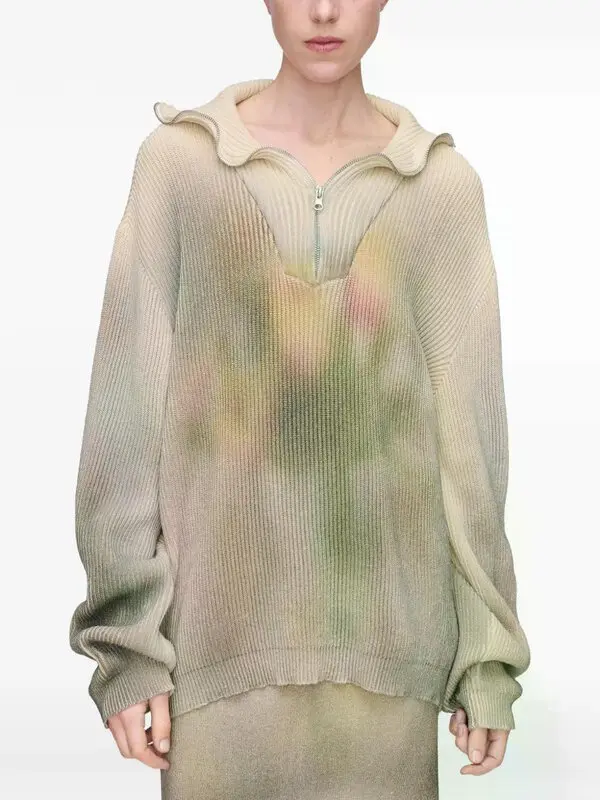 MAISON MARGIELA Ribbed Knit Pullover With Floral Motif