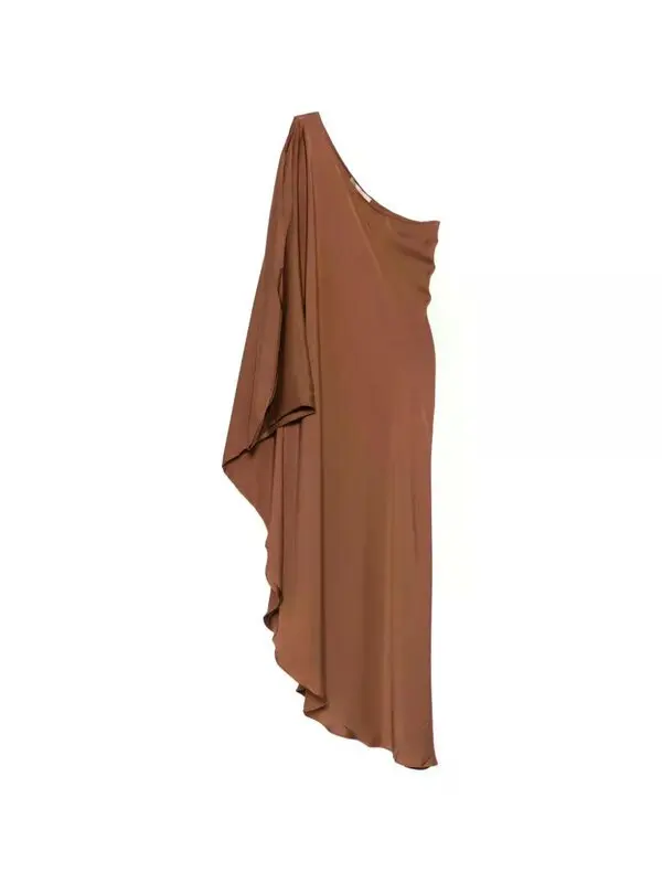 NOUVELLE SILK95FIVE Asymmetric One-shoulder Dress - Brown