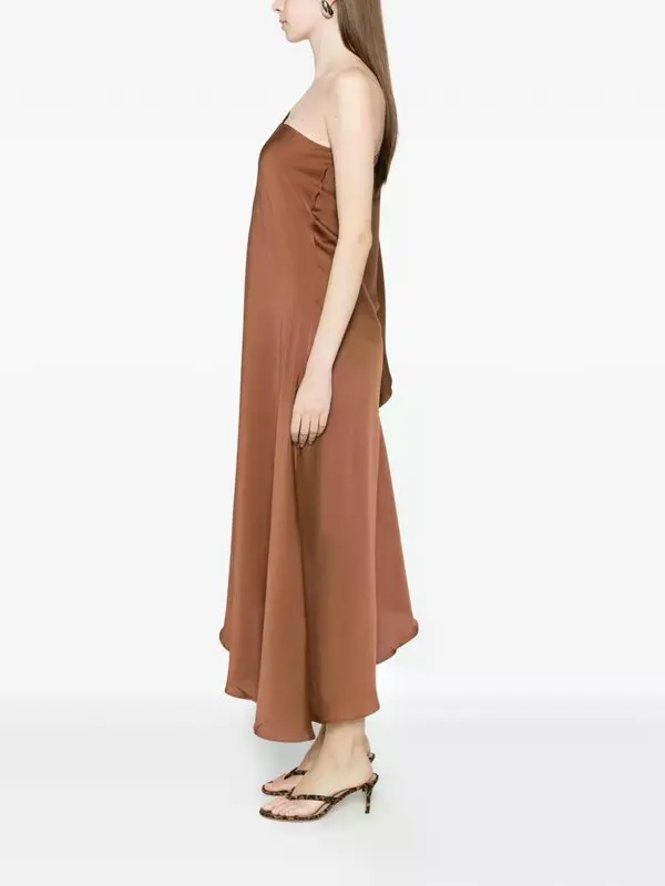 NOUVELLE SILK95FIVE Asymmetric One-shoulder Dress - Brown