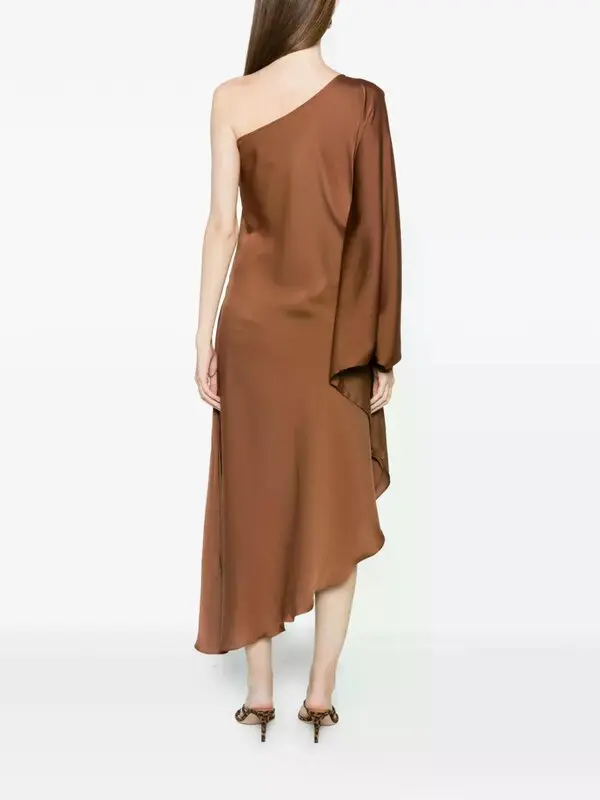 NOUVELLE SILK95FIVE Asymmetric One-shoulder Dress - Brown