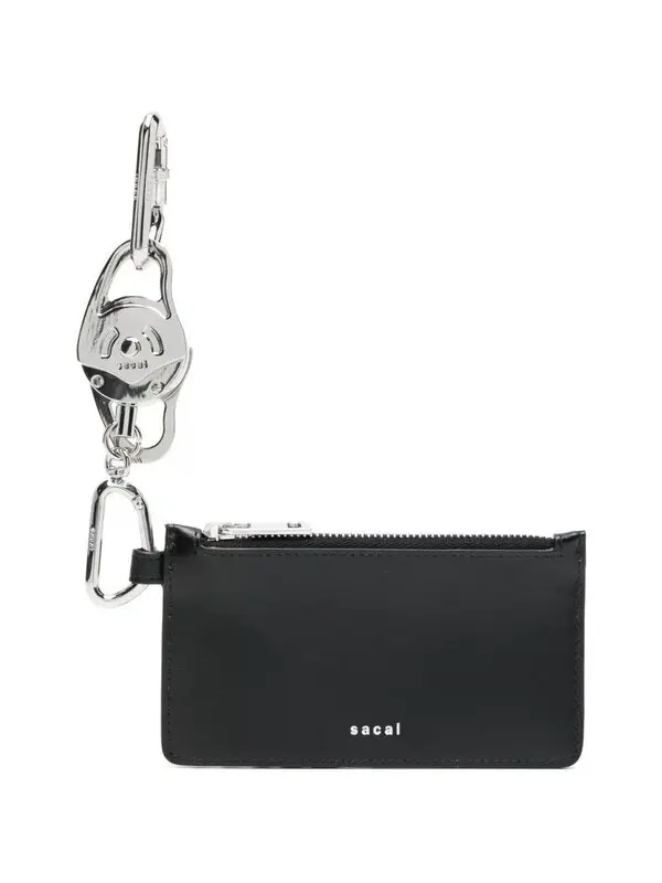 Sacai Zip-top Leather Cardholder - Black