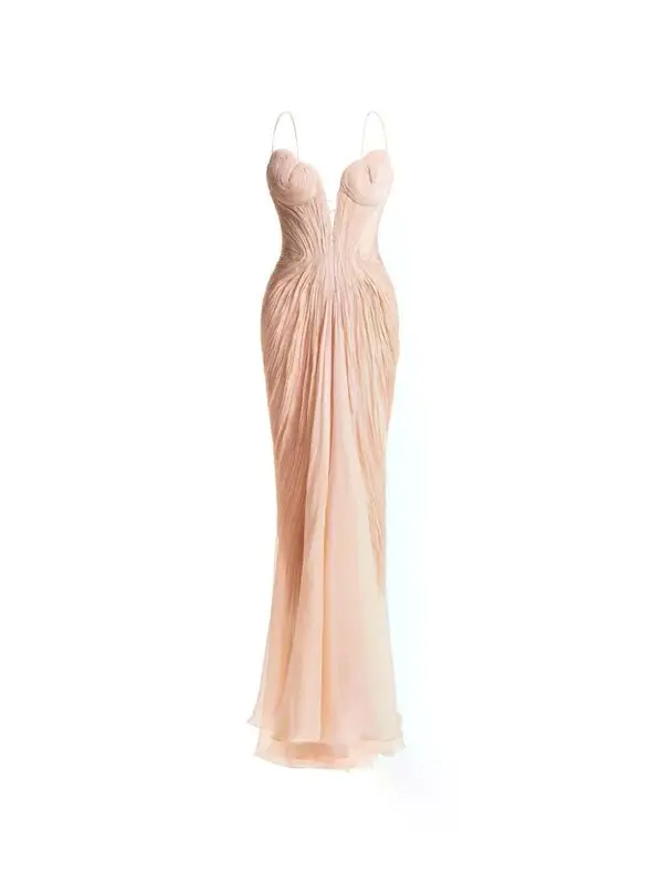 MARIA LUCIA HOHAN Cecilia Heart Neckline Draped Dress - Neutrals