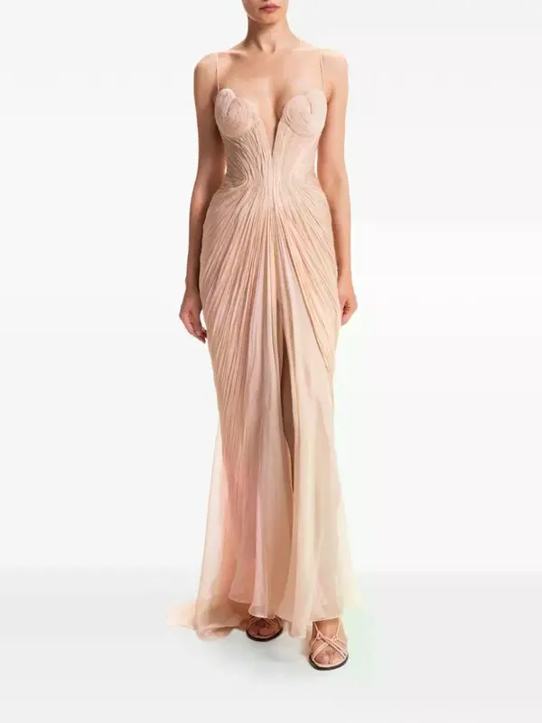 MARIA LUCIA HOHAN Cecilia Heart Neckline Draped Dress - Neutrals