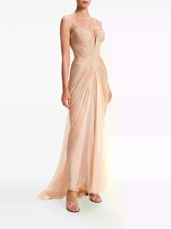 MARIA LUCIA HOHAN Cecilia Heart Neckline Draped Dress - Neutrals