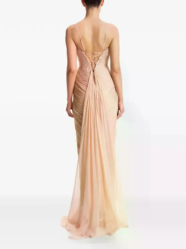 MARIA LUCIA HOHAN Cecilia Heart Neckline Draped Dress - Neutrals