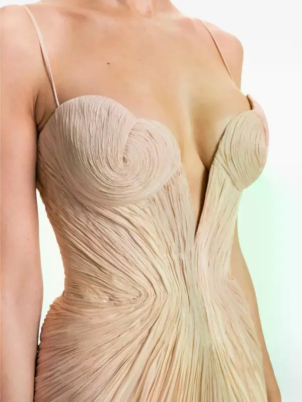 MARIA LUCIA HOHAN Cecilia Heart Neckline Draped Dress - Neutrals