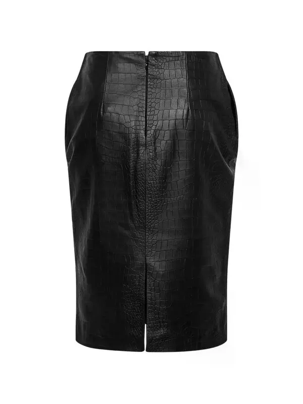 Alex Perry Crocodile-embossed Leather Midi Skirt