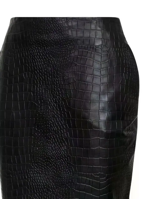 Alex Perry Crocodile-embossed Leather Midi Skirt