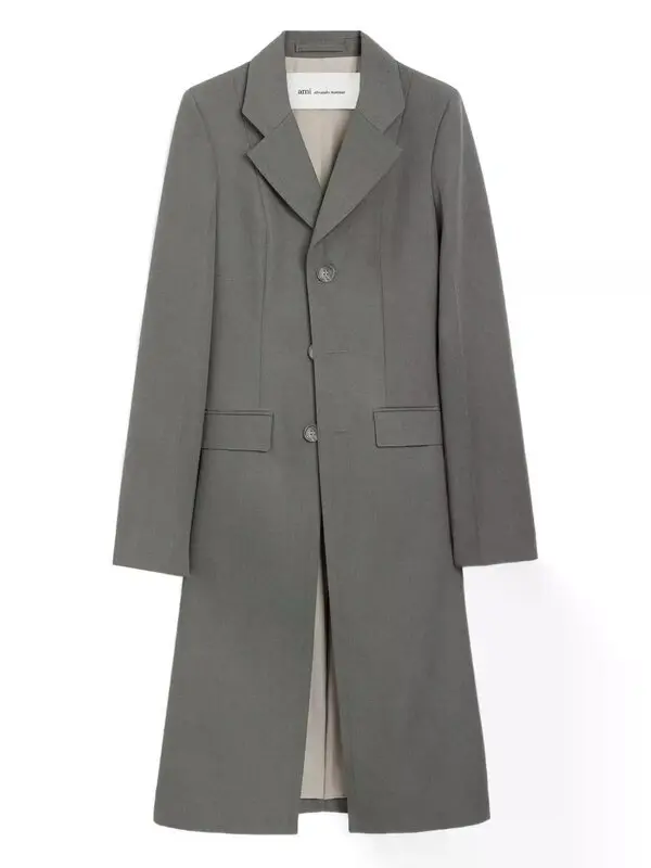 AMI Paris Fitted Single-breasted Coat - Grey