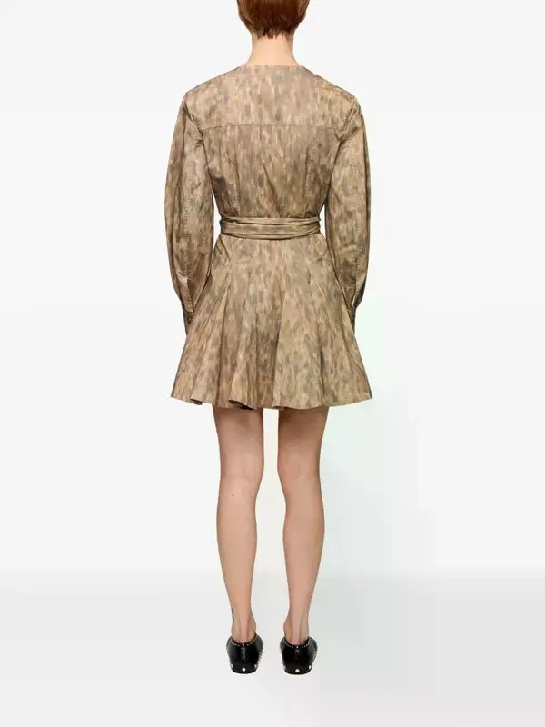 GANNI Belted Button-front Mini Dress With V-neck And Lapels