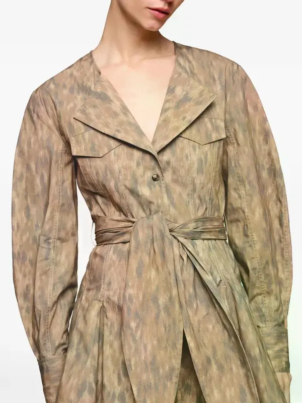 GANNI Belted Button-front Mini Dress With V-neck And Lapels