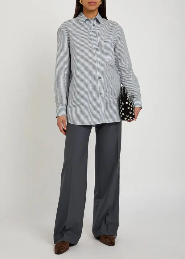 Max Mara Striped Linen-blend Shirt