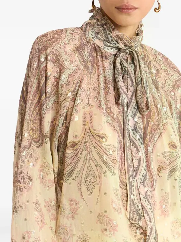Etro Silk Blouse With Scarf And Placed Print