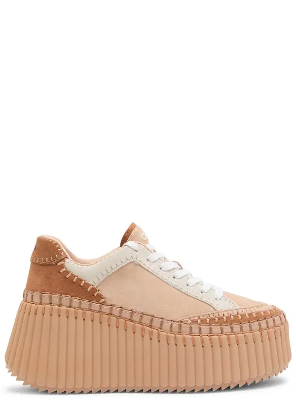 Chloé Panelled Flatform Sneakers - Brown