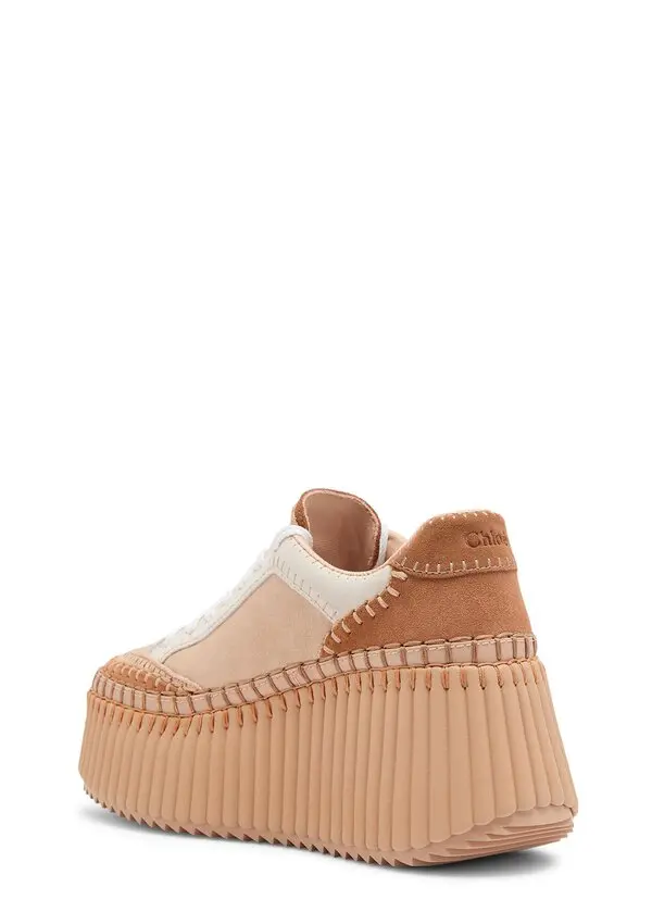 Chloé Panelled Flatform Sneakers - Brown