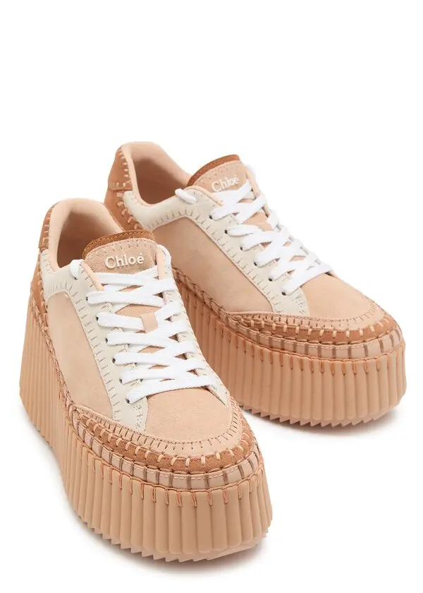 Chloé Panelled Flatform Sneakers - Brown