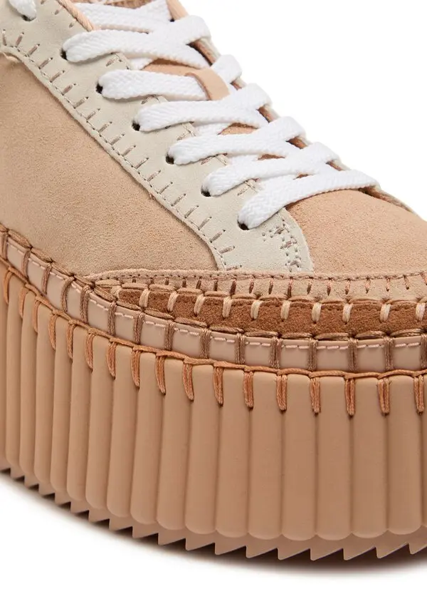 Chloé Panelled Flatform Sneakers - Brown