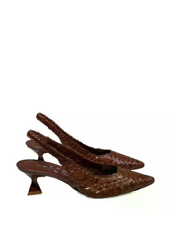 LA ROSE Carol Woven Slingback Pumps - Brown