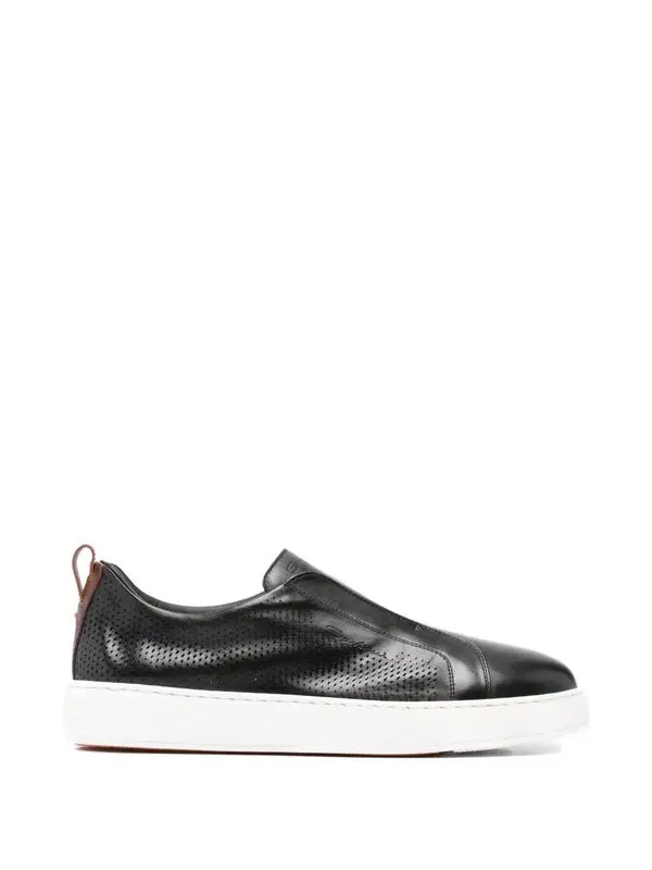 Santoni Perforated Slip-on Sneakers - Black