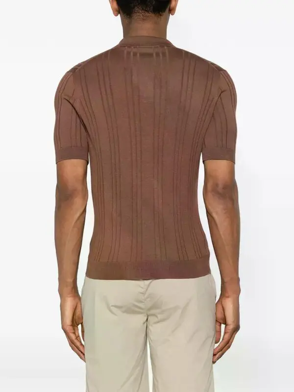 Tagliatore Ribbed V-neck T-shirt - Brown