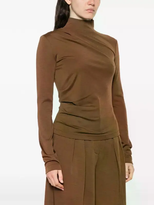 Max Mara Orme Draped Turtleneck Top