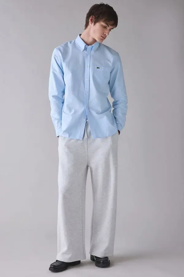 Lacoste Regular Fit Long Sleeve Oxford Shirt - Sky