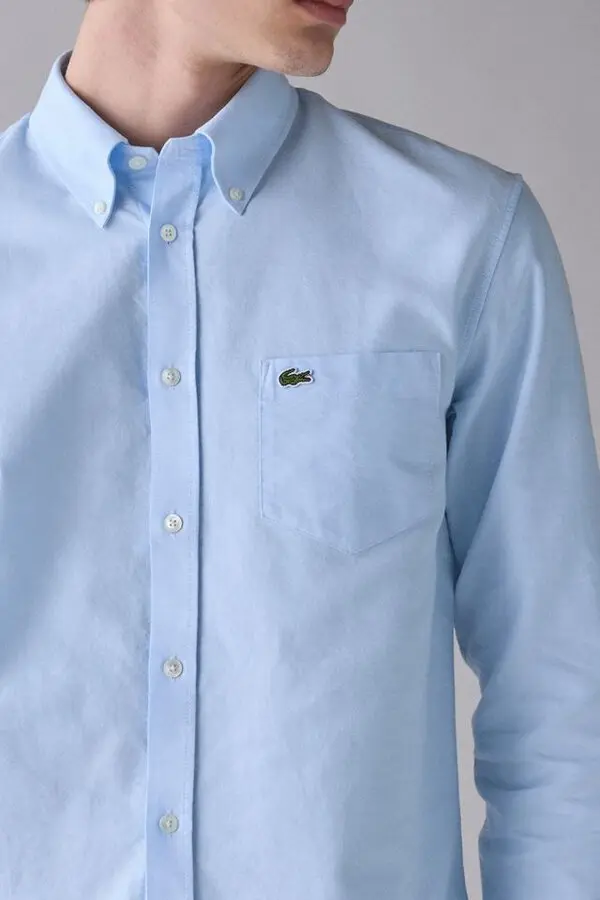 Lacoste Regular Fit Long Sleeve Oxford Shirt - Sky