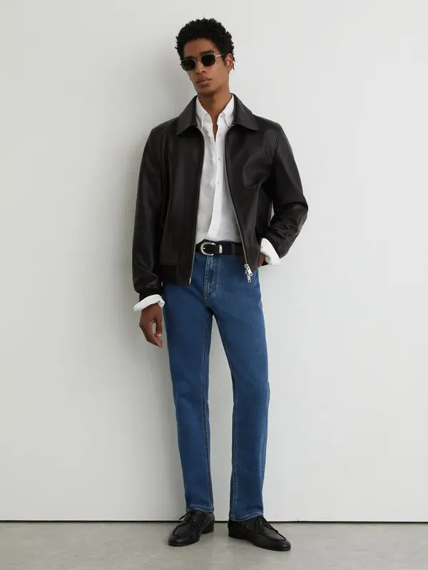 REISS Bishopsgate Soft-stretch Straight-leg Jeans - Dark Rinsed Blue Wash