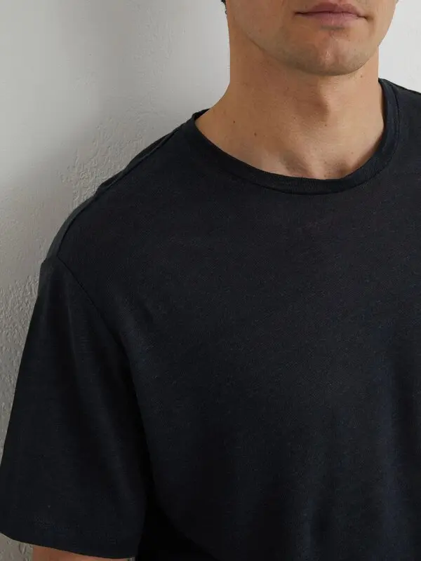 REISS Langley Linen Relaxed-fit Crew-neck T-shirt - Navy