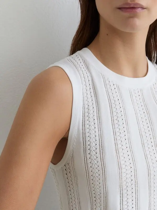 REISS Rosanna Pointelle-knit Tank Top
