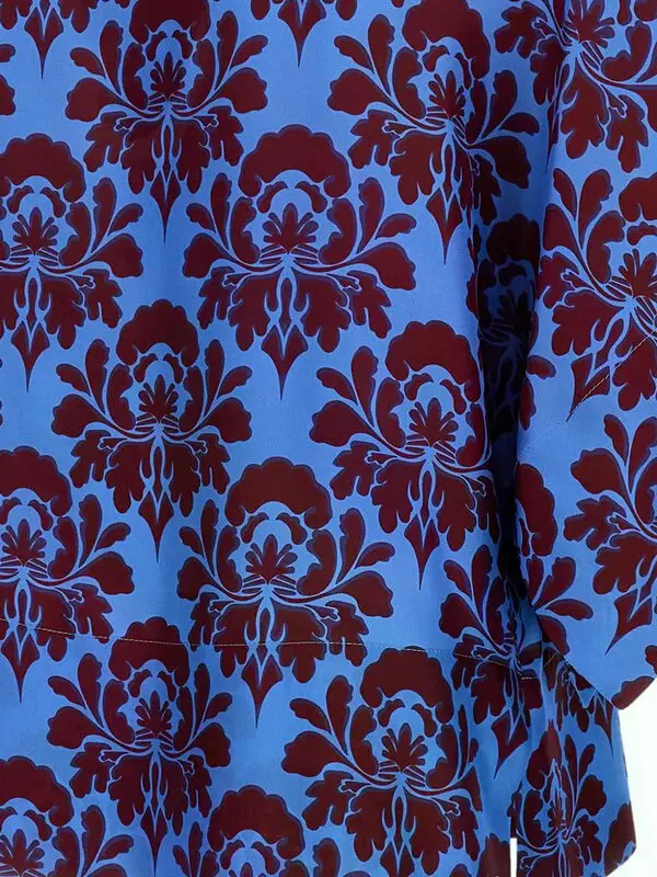 Alberto Biani Floral Round Neck Top - Blue