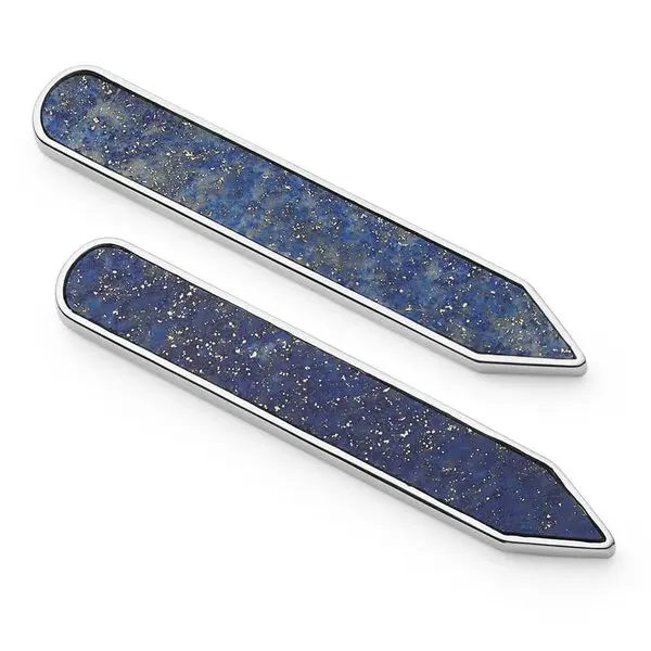 ASPINAL OF LONDON Collar Stiffeners In Lapis & Sterling Silver 925 - Blue