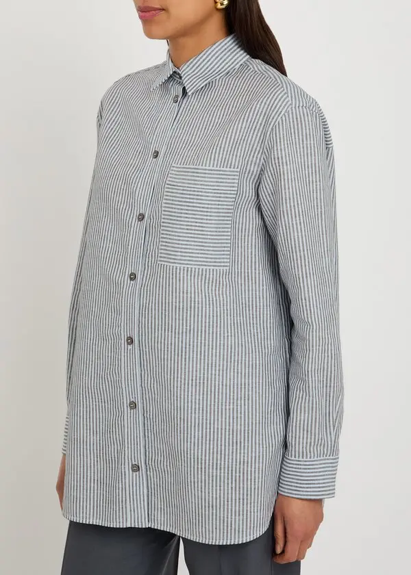 Max Mara Striped Linen-blend Shirt