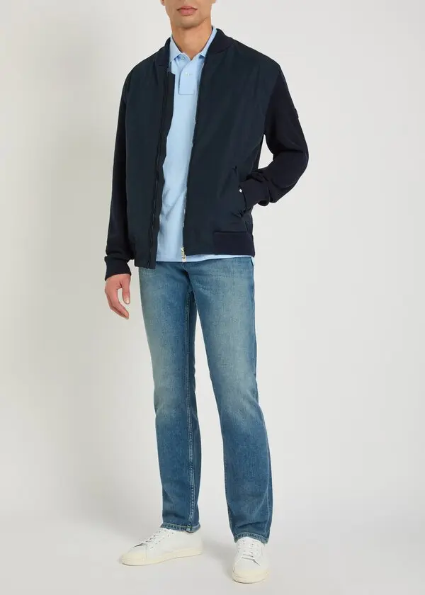 BOSS Quilted Knit Cotton And Shell Jacket - Navy