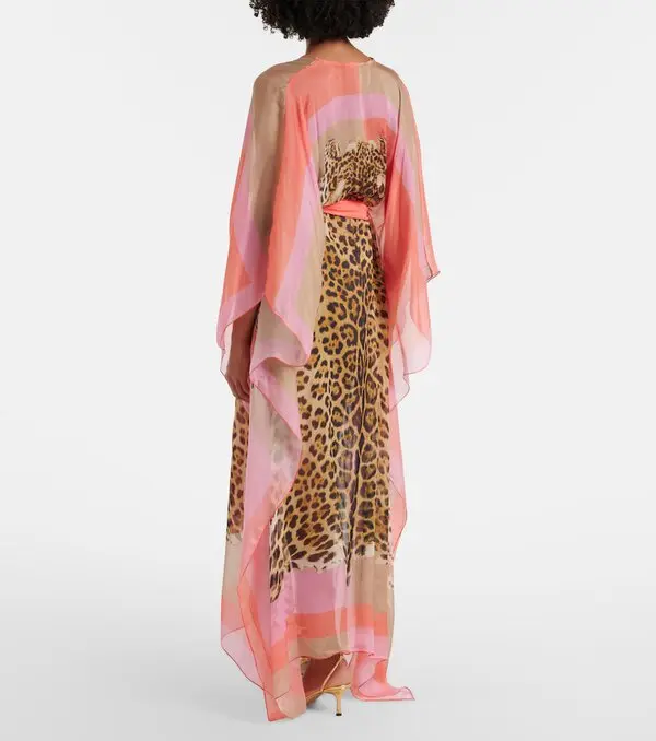 Roberto Cavalli Printed Belted Silk Kaftan