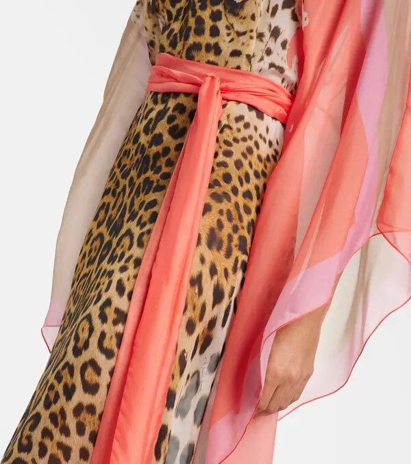 Roberto Cavalli Printed Belted Silk Kaftan