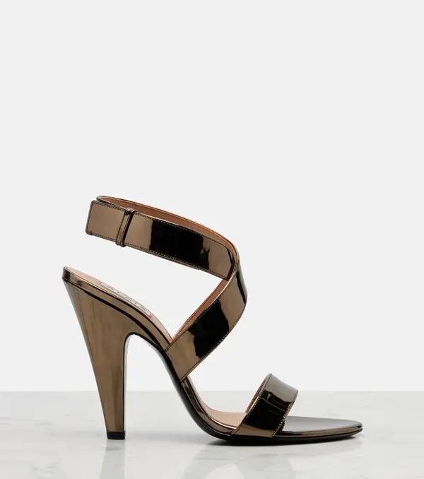 Alaïa Mirrored Leather Cone Heel Sandals