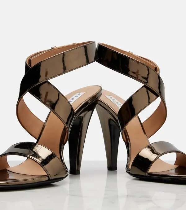 Alaïa Mirrored Leather Cone Heel Sandals