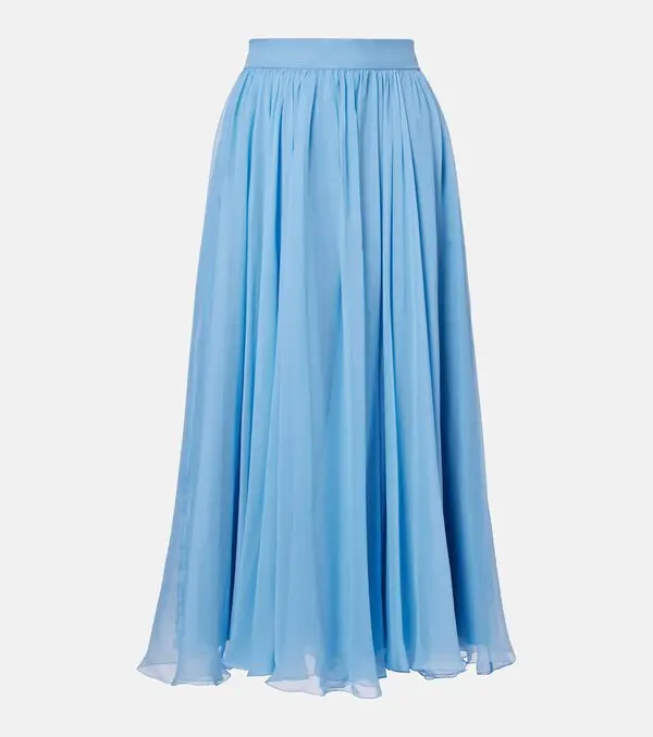 Dolce & Gabbana Silk Chiffon Midi Skirt - Blue