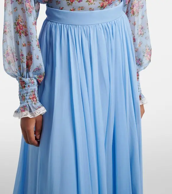 Dolce & Gabbana Silk Chiffon Midi Skirt - Blue