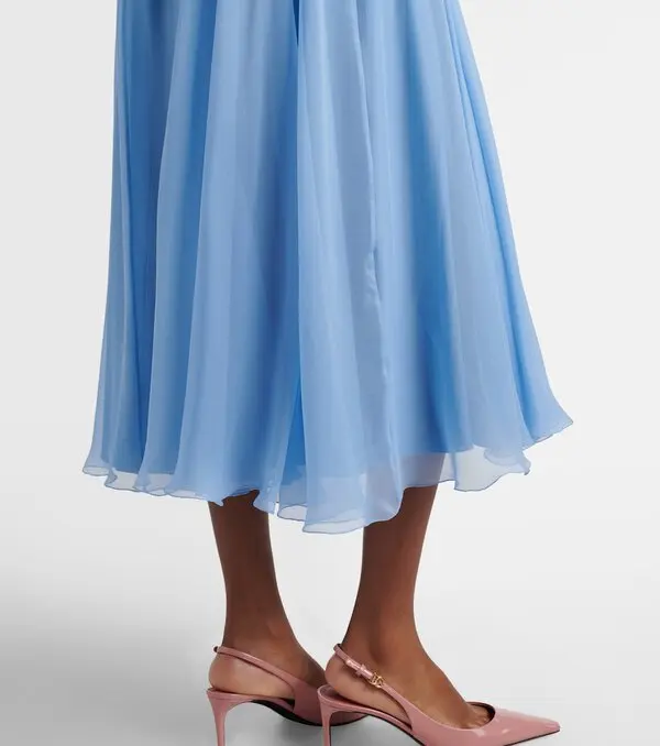 Dolce & Gabbana Silk Chiffon Midi Skirt - Blue