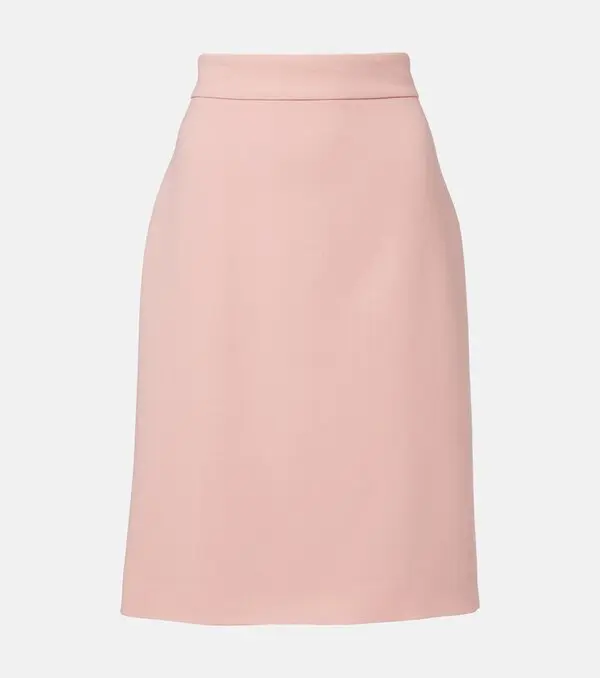 Valentino Garavani Virgin Wool Crêpe Pencil Skirt - Pink