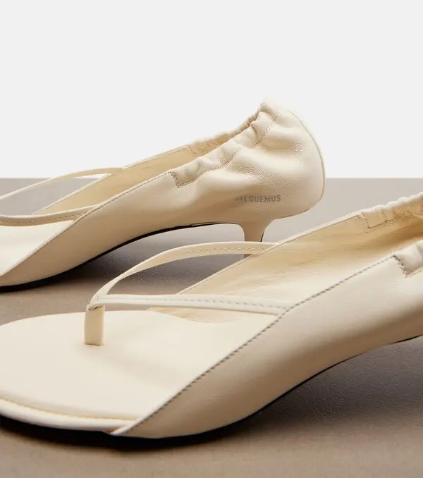 Jacquemus Leather Thong Sandals - White