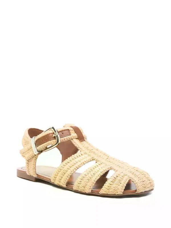 Maje Woven Buckle Sandals - Neutrals