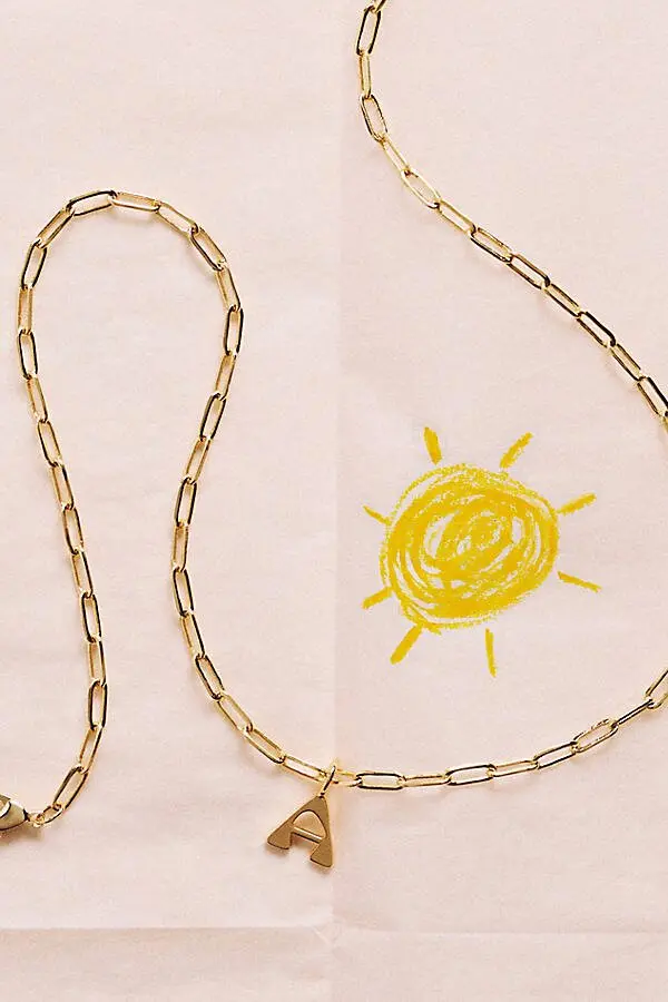 Anthropologie Initial Pendant Paperclip Chain Necklace - A